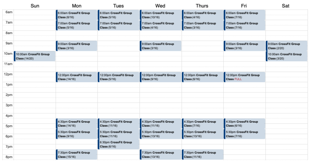 Schedule - Crossfit Pickering